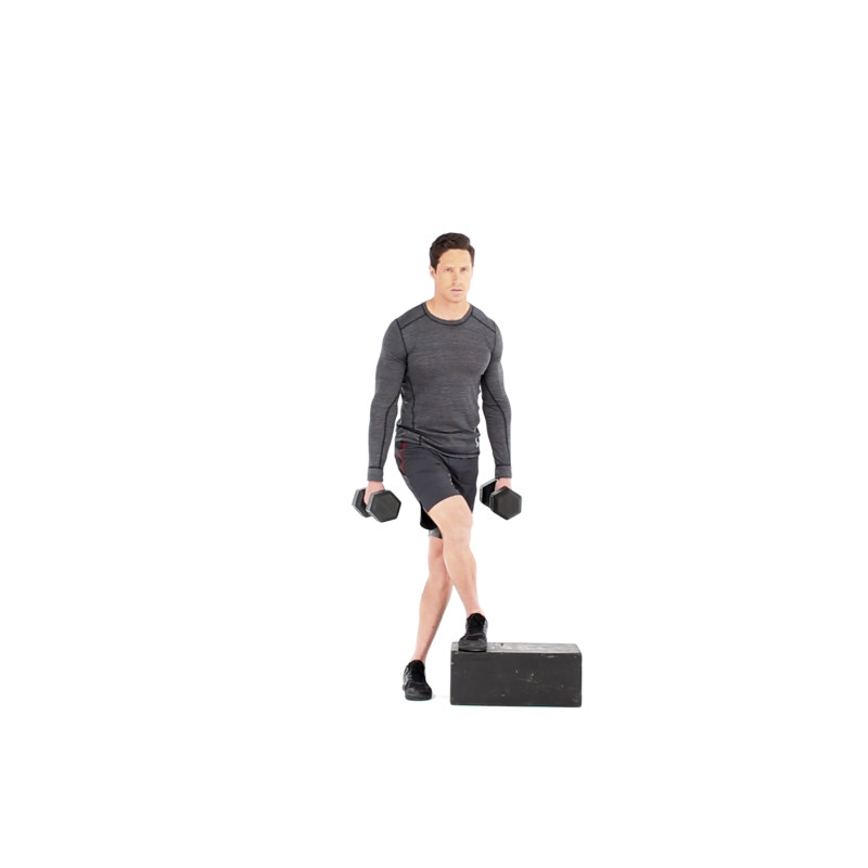 Crossover Dumbbell Step-Up Exercise Video Guide | Muscle & Fitness