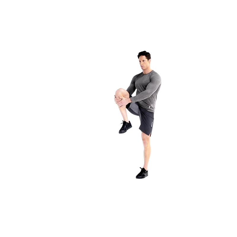 Walking Knee Hugs Exercise Video Guide | Muscle & Fitness