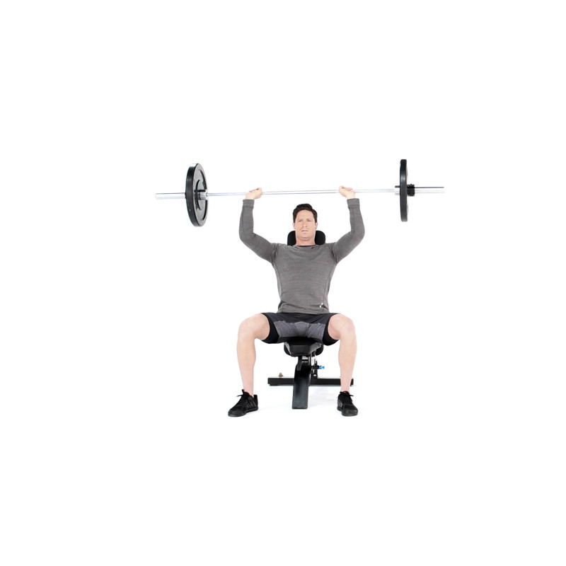 Seated Barbell Shoulder Press Exercise Video Guide | Muscle & Fitness