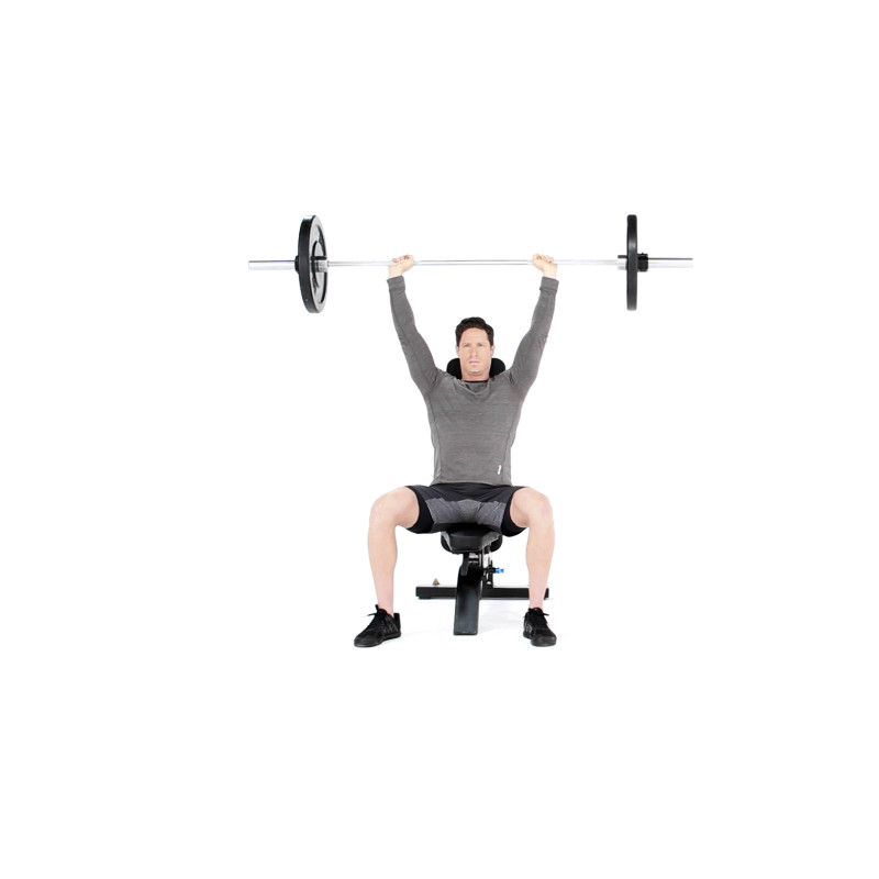 Seated Barbell Shoulder Press Exercise Video Guide | Muscle & Fitness