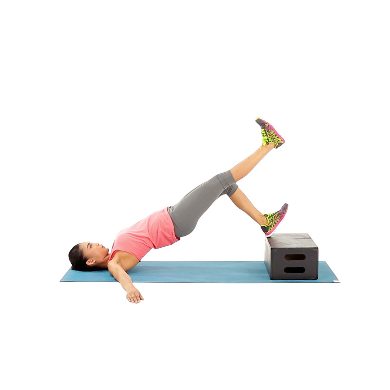 Single-Leg Hip Raise with Foot on Step Exercise Video Guide | Muscle ...