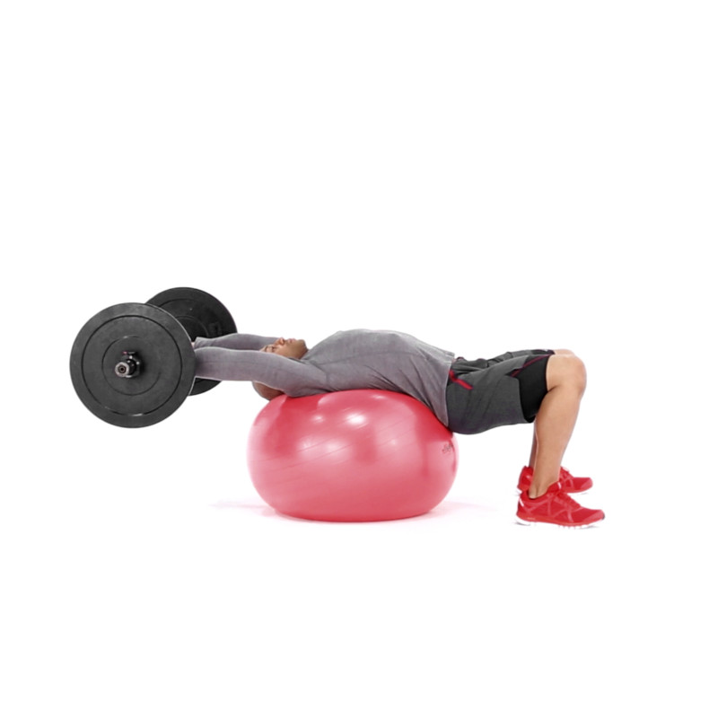 Swiss Ball EZ-Bar Pullover Exercise Video Guide | Muscle & Fitness