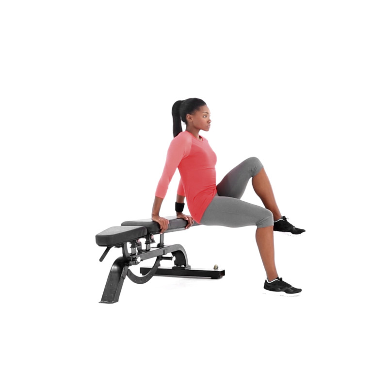 Single-Leg Bench Dip and Kick Exercise Video Guide | Muscle & Fitness