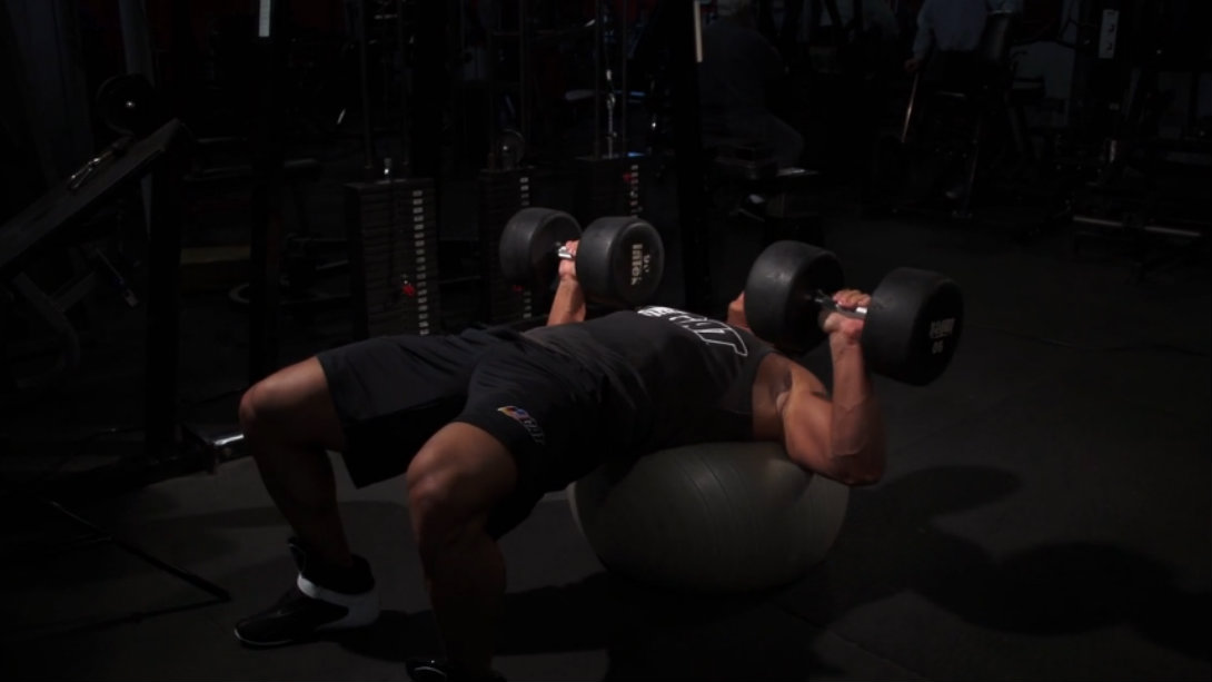 Ball Dumbbell Chest Press