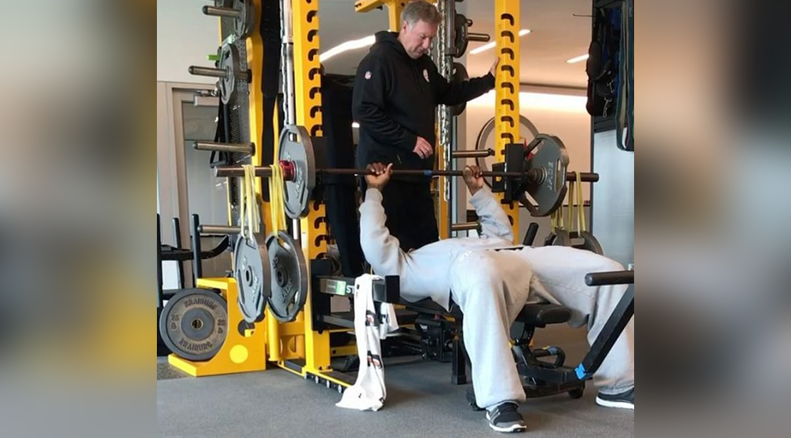 NFL Linebacker James Harrison Does Intense Stability Bench Press ...
