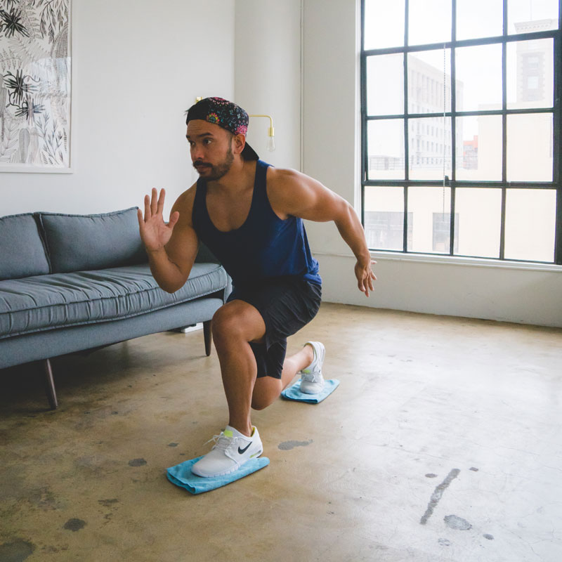 Towel Switch Lunge Exercise Video Guide | Muscle & Fitness