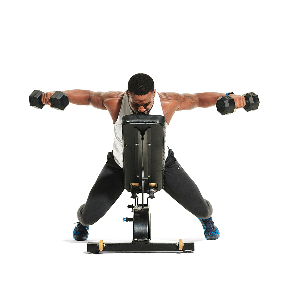 Incline Reverse Dumbbell Flye Exercise Video Guide | Muscle & Fitness