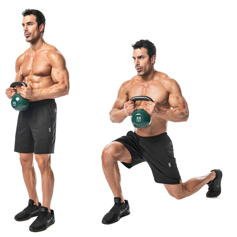 Reverse Kettlebell Lunge Exercise Video Guide | Muscle & Fitness
