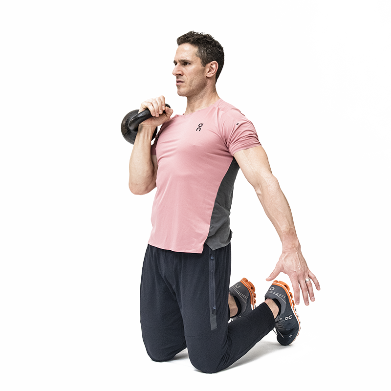 Tall Kneeling Kettlebell Overhead Press Exercise Video Guide | Muscle ...