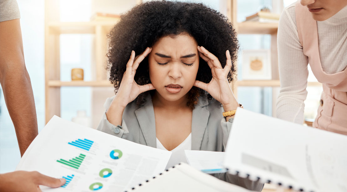Woman Stressed Out At Work